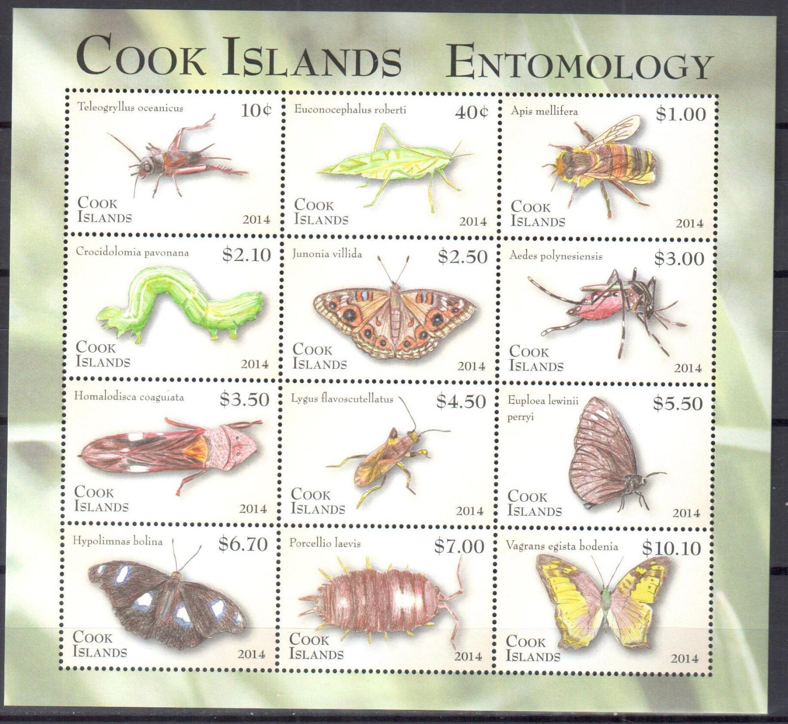 Cook Islands 2014 - Insects - Butterflies Mi. 1906-17 - sheet - MNH ...