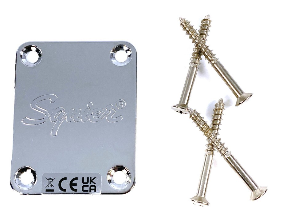 Real Fender Squier Strat SCRIPT NECK PLATE w/MOUNTING SCREWS Tele ...