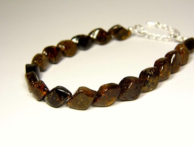 Baltic Amber Snake Bracelet 8-9.5" Black Brown Green Natural Genuine ...