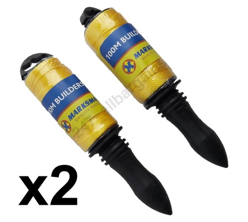 2 x 100M BUILDERS LINE BRICK LAYING MEASURING STRING CORD REEL MULTI ...