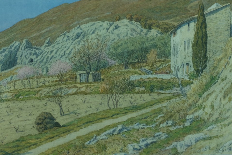 Henri River Antique Drawing Landscape Drome Nyons Houses Art New ...