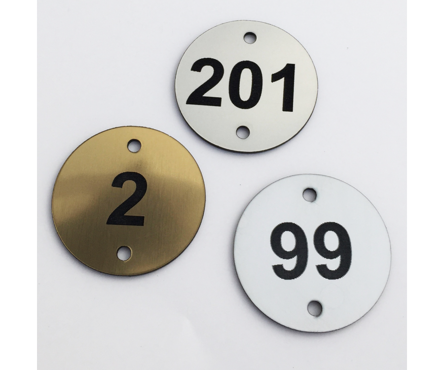 Engraved Number Discs (Any Number, Various Colours, 2 Size Options ...