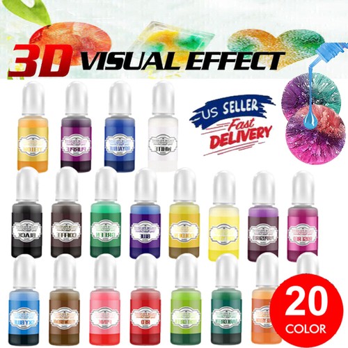 20 Color Epoxy UV Resin Pigment Liquid Colorant DIY Dye Art Craft Kit ...