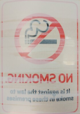 2 No Smoking Window Stickers 15x21cm - Faces Outside (Visible Damage ...