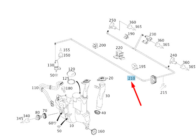 MERCEDES BENZ W164 X164 Ml GL Wiper Washer Windshield Hose A1648603792 ...