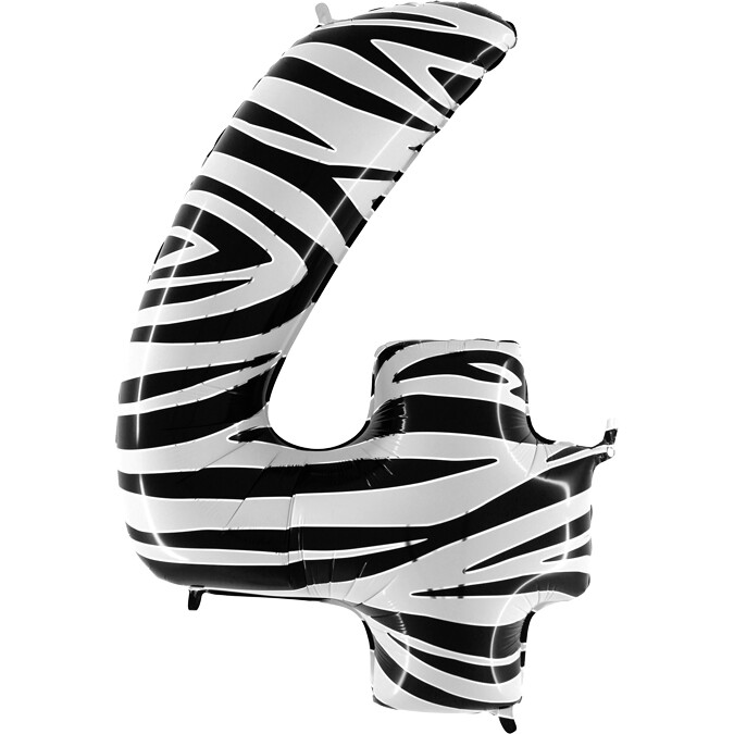 40" GIANT SUPERSHAPE NUMBER FOIL HELIUM BALLOON ZEBRA ZEBRALOON ANIMAL ...