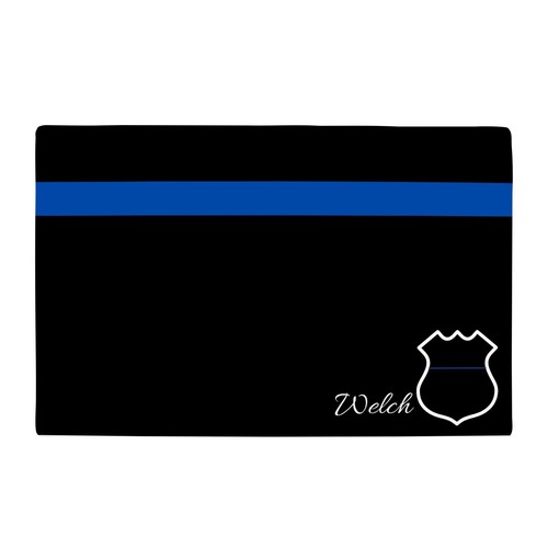 Police Rubber Personalized, Badge, Blue Line Home Decor 24 x 16 Inches ...
