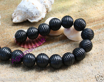 18 large Black textured wood wooden round ball beads 20mm Craft Beading ...