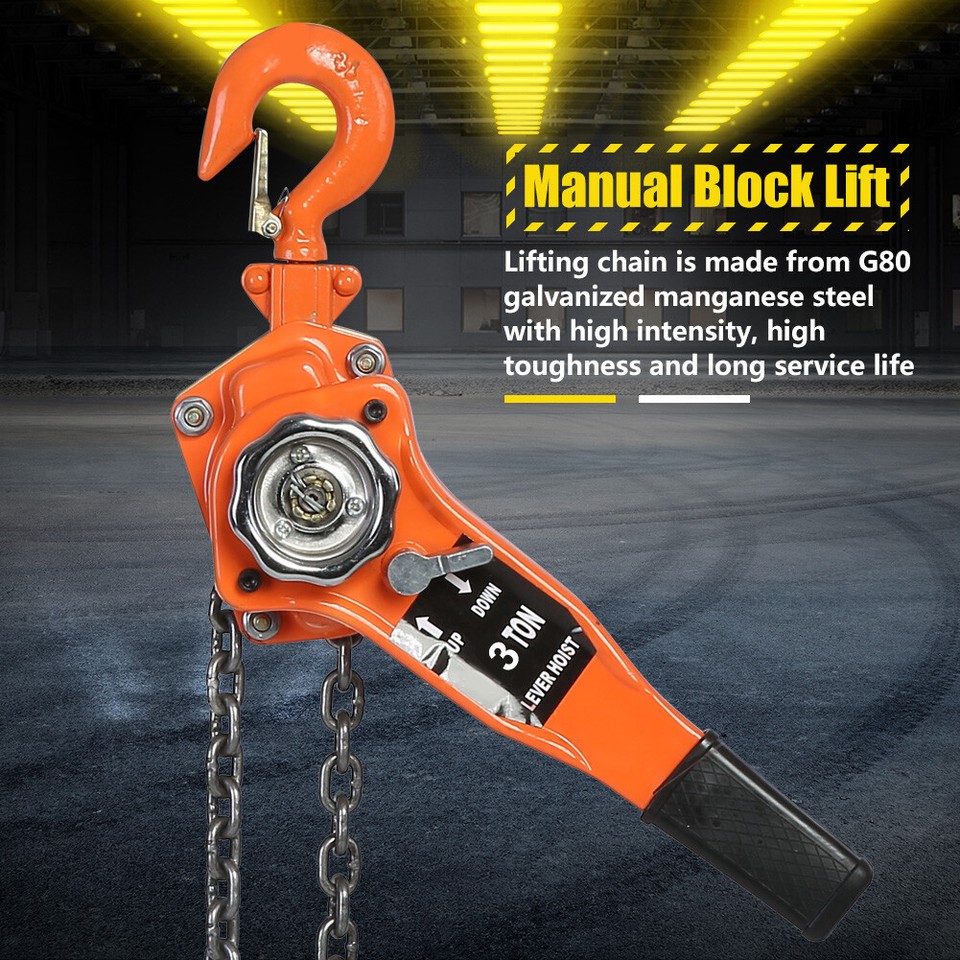 3Ton 3000KG Lever Hoist 10ft Comealong Chain Ratchet Lever Block Manual ...
