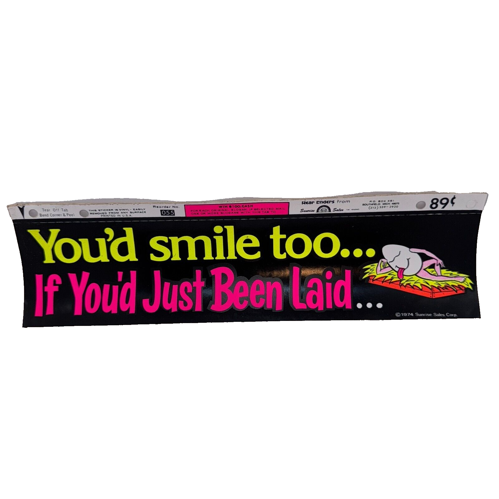Vintage 70s Sunrise Sales You'd Smile Too If Youd Just Been Laid Decal ...