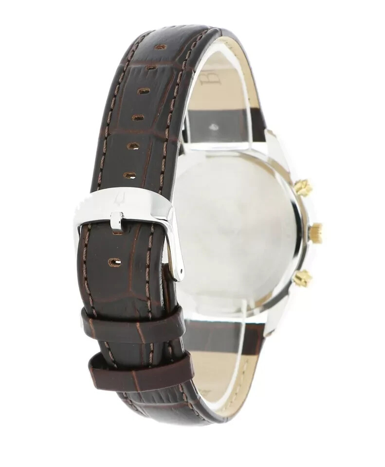 Bulova 98A151 Chronograph Date Quartz Brown Leather Watch 40 MM Watch ...