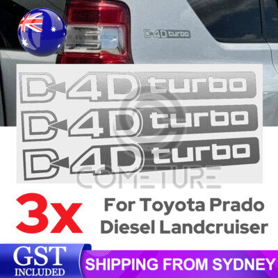 D4D Turbo Satin Silver Decal fits Toyota Prado Diesel Landcruiser 4WD ...