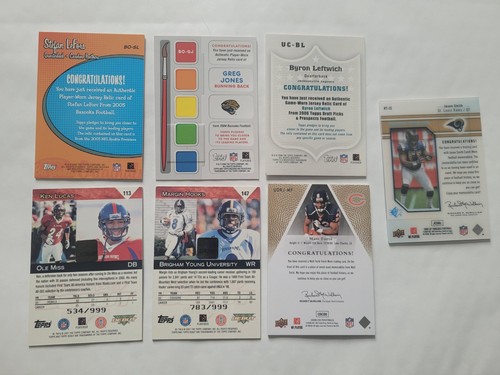 22 Topps & Upper Deck Football Memorabilia Lot - 11 Rookies & 7 Serial ...