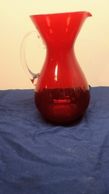 Vintage 1960s Hand Blown Red Glass Pitcher by Rainbow Glass | eBay