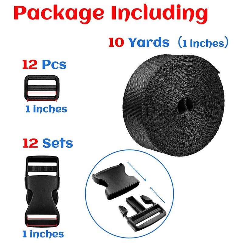 Backpack Accessories Buckles Straps Set Nylon Webbing Strap Clip Buckle ...