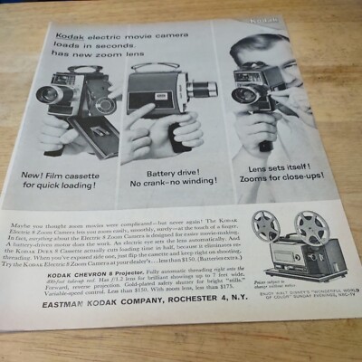 1963 Eastman Kodak Electric Movie Camera Loads In Seconds Magazine Ad ...