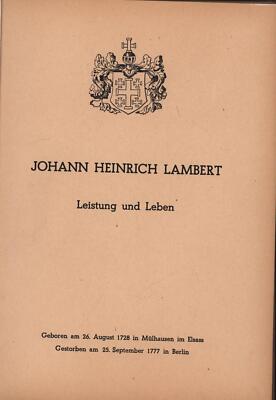Johann Heinrich Lambert,Leistung und Leben, I | eBay.de