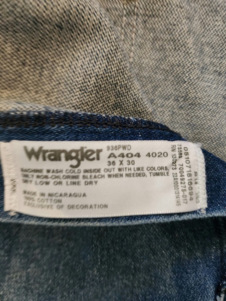 Wrangler A404 Jeans 36x30 Blue Classic Straight Leg Regular Fit | eBay