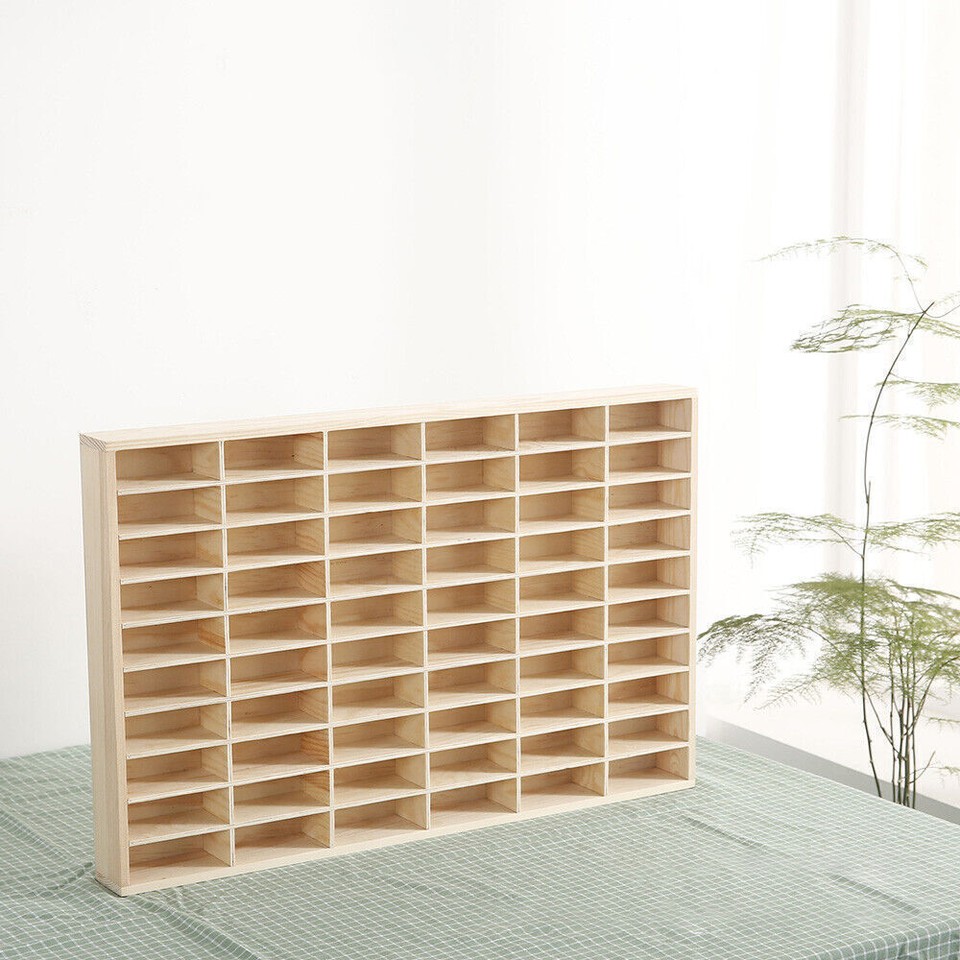 60 Grids Wooden Car Model Storage Cabinet Wall Mounted Display Shelf US ...