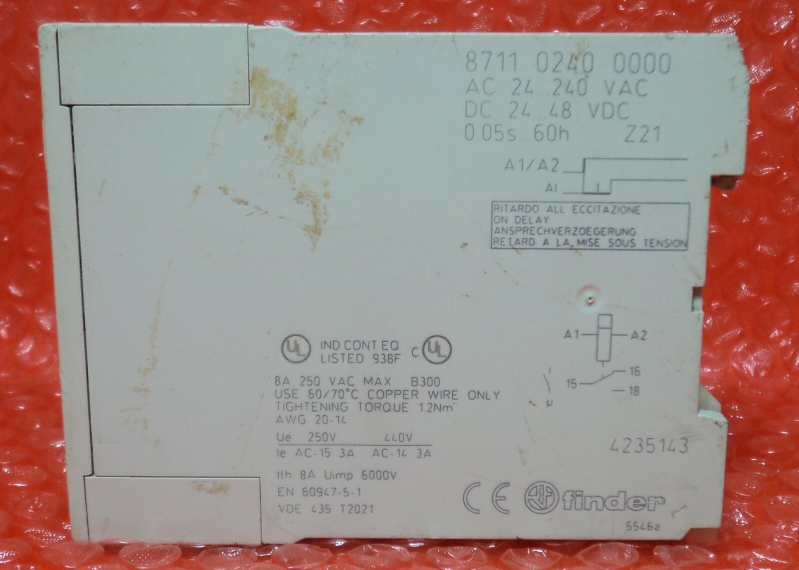 Finder 8711 0240 0000 Long Timing Relay 87.11 24-240VAC 24-48VDC | eBay