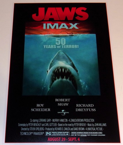 JAWS ('75) Film Steven Spielberg 2025 IMAX Poster - 50th Anniversary ...