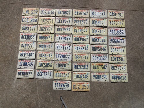 Bulk Lot of 50 Mississippi White License Plate Plates Craft Crafts MS ...