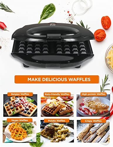Waffle Maker, Nonstick Mini Waffle Maker, Easy-to-Clean Electric Waffle ...