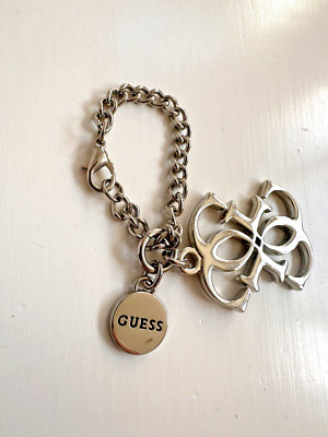 NEW GUESS SILVER KEY METAL CHAIN KEY FOB BAG CHARM LOGO | eBay