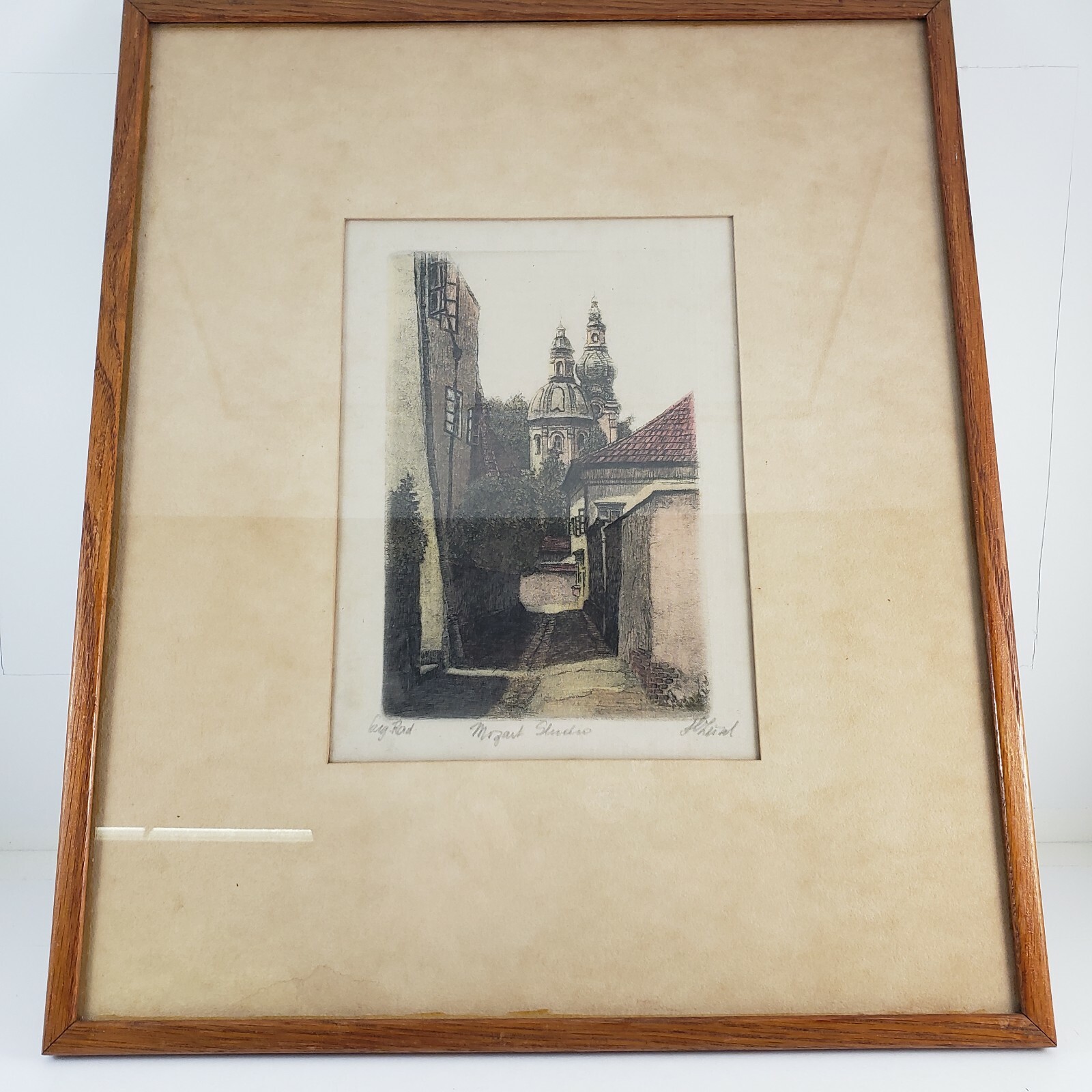 Etching H Leisch Framed Silk Color of MOZART STUDIO Signed Framed ...