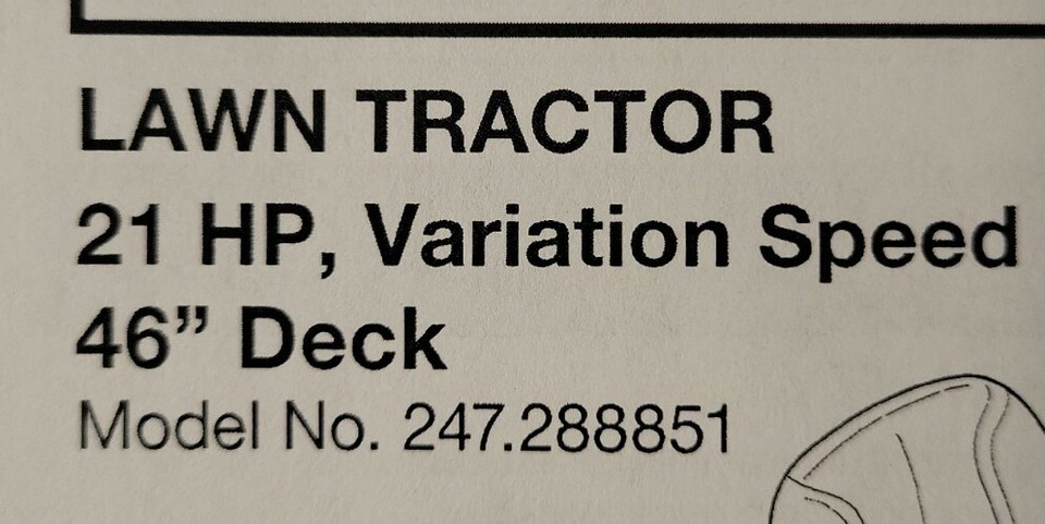 Sears Craftsman LT2000 21hp Varia 46 Lawn Tractor Owner &Parts Manual ...