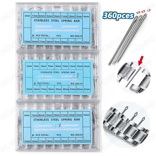 360pcs Watchmaker Watch Band Spring Bars Strap Link Pins Steel Repair ...