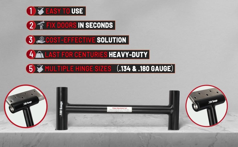 Hinge Adjustment Tool, Heavy Commercial .134 and .180 Gauge(17mm-23mm ...