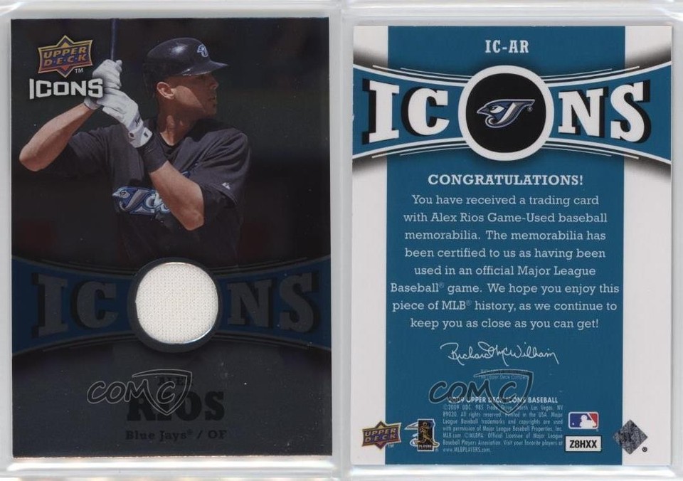 2009 Upper Deck Icons Icons Blue Jerseys Alex Rios #IC-AR r9d | eBay