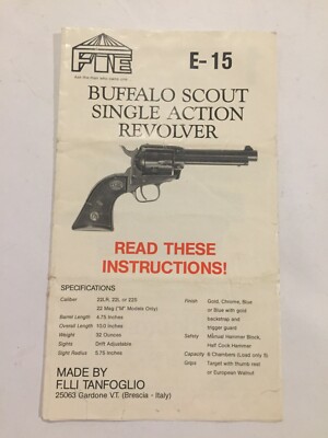 Original Buffalo Scout 22 Revolver Instruction /Owners Manual | eBay
