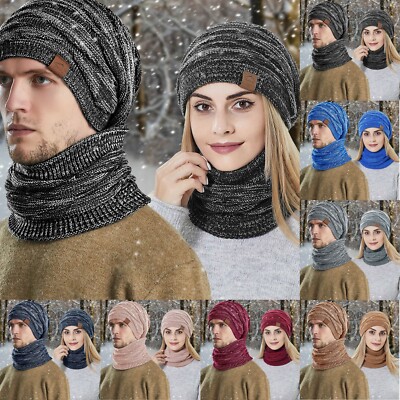 Men's Women's Winter Knitted Fleece Windproof Hood Scarf Coif Winter ...