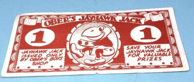 Vintage 1950's Ober's Jayhawk Jack Premium Prize Kansas KU Local ...
