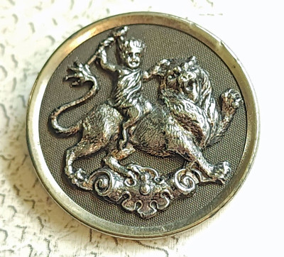 Satyr On a Lion ~ Large Antique Pewter Design Mythology Picture Button ...