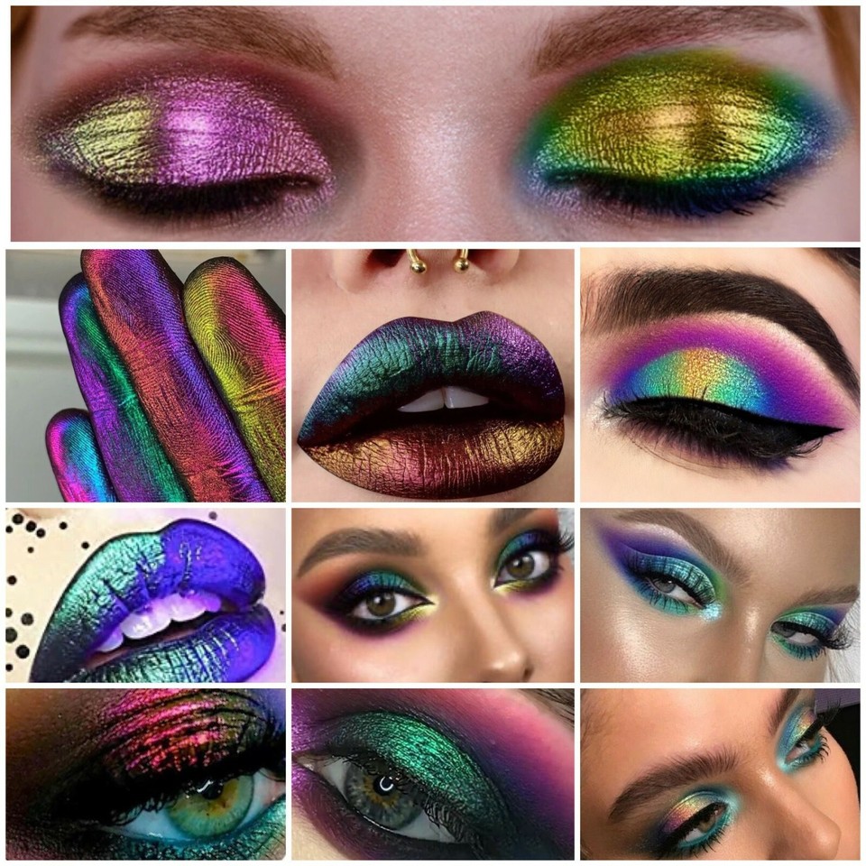 Multichrome Chameleon Eyeshadow Face Body Makeup Shining Aurora Pigment ...