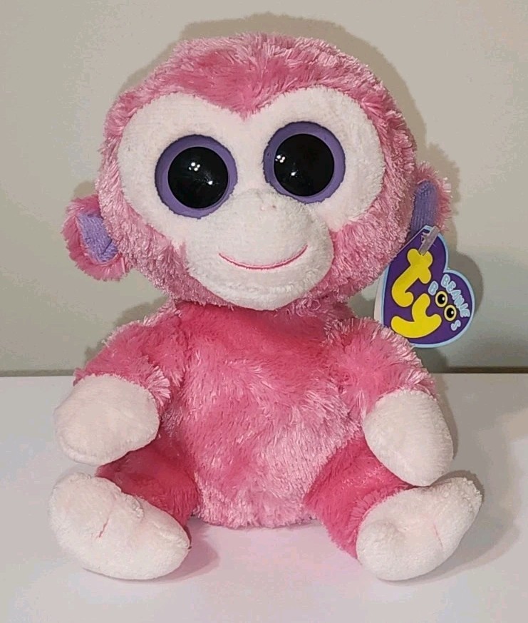 ST* Ty Beanie Boos RAZBERRY the Pink Monkey (6 Inch) MWMTs (STICKER ...