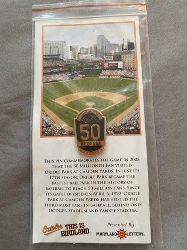 50 Millionth Fan 2008 Baltimore Orioles Camden Yard Commemorative Hat ...