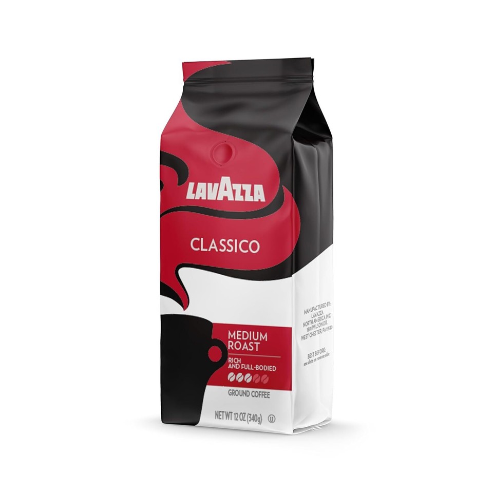 Lavazza Classico Ground Coffee Blend, Medium Roast, 12-Ounce Bag ...