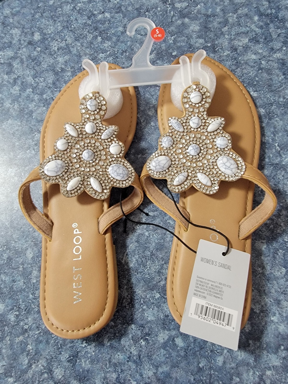 West Loop Sandals Womens Jeweled Flip Flops Size- Small 5/6 Shoes ...