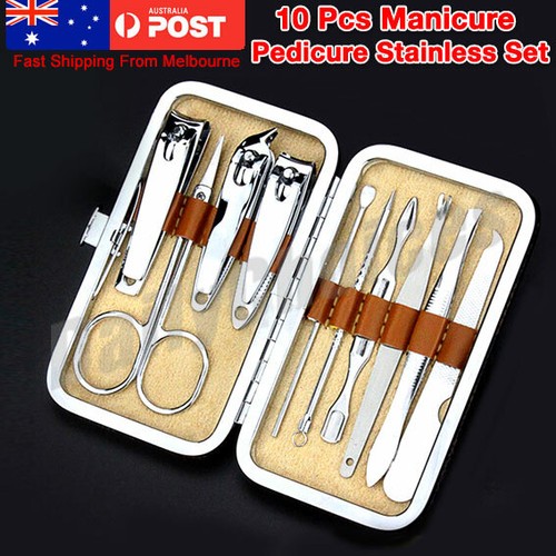 10Pcs Manicure Pedicure Stainless Nail Clippers Kit Set Cuticle ...