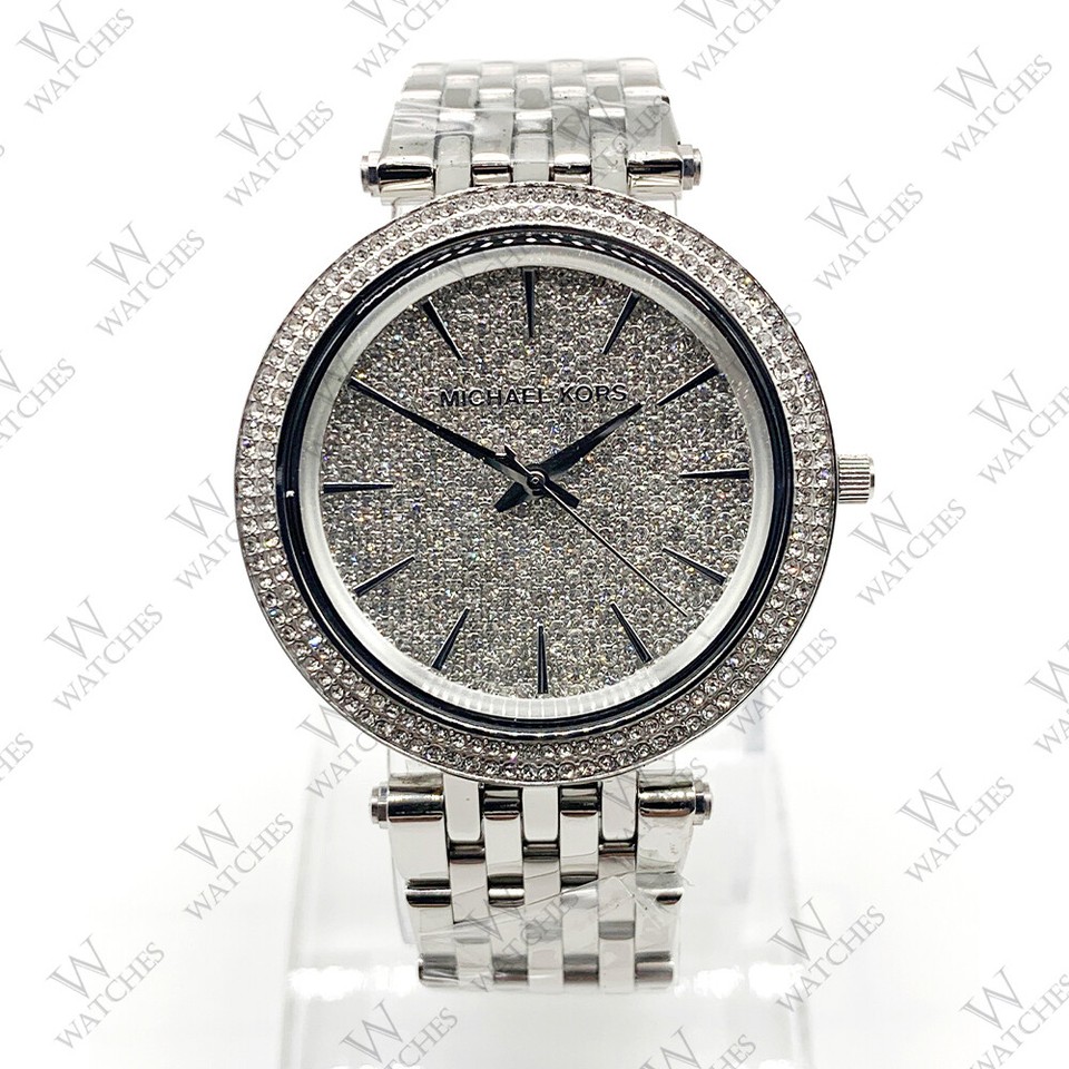 New Michael Kors MK3437 Darci Silver Pave Crystal Stainless Steel ...