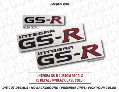 92-01 Integra GSR Decals Badge Emblem Set - BLACK - Type R GS JDM B18C1 ...