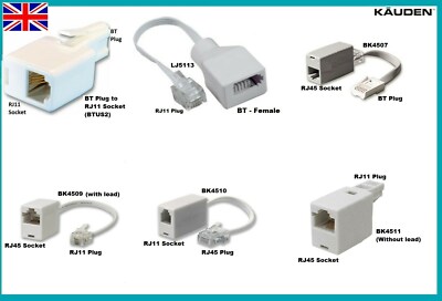 Telephone Line Adapter BT Fax Modem RJ11 RJ45 Phone Socket Male Female ...
