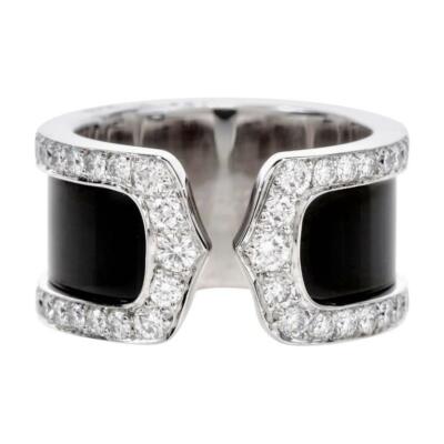 Amazing Beautiful Double C Design With Very Clear Zircon Black Open ...