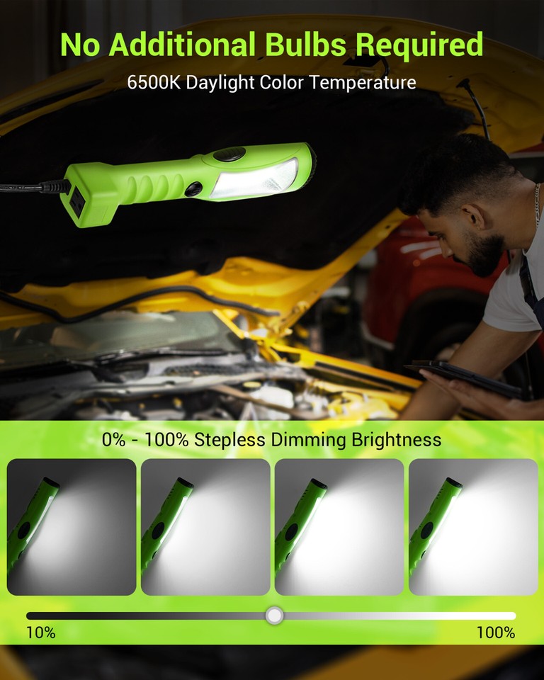 EDISHINE LED Work Light, 15ft 16 Gauge SJTW 2000LM COB LED Light Strong ...