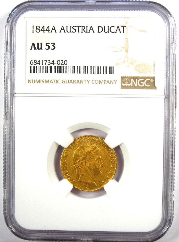 1844 Austria Ferdinand I Gold Ducat Coin 1D - Certified NGC AU53 - Rare ...