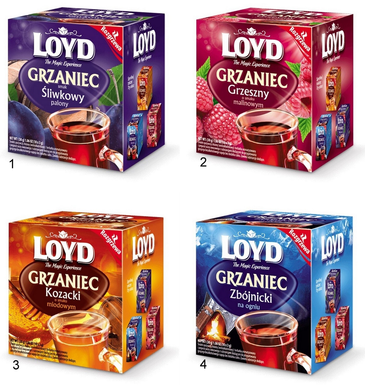 Mokate LOYD Mulled Tea 30g / 10 tbs - Plum, Sinful Raspberry, Cossack ...